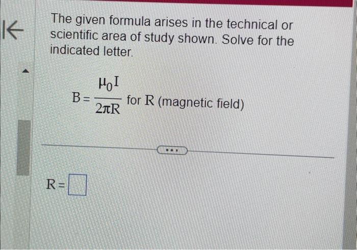 Solved The given formula arises in the technical or | Chegg.com