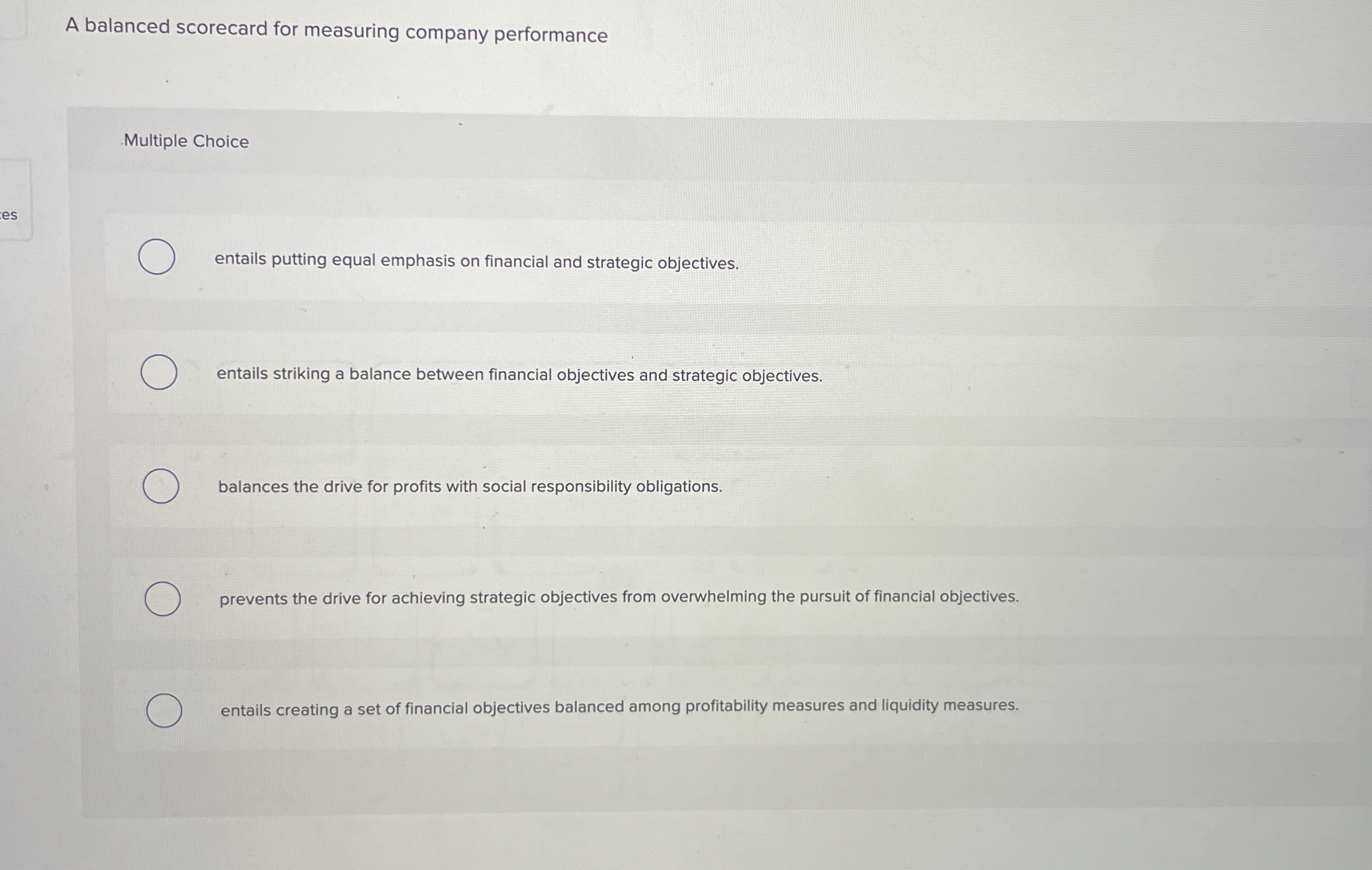 Solved A balanced scorecard for measuring company | Chegg.com
