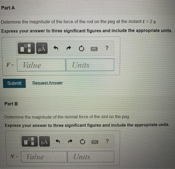 Solved Using a forked rod, a 0 5-kg smooth peg P is forced | Chegg.com