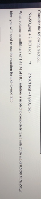 Solved Consider the following reaction: Na2SO4(aq) + 2 | Chegg.com