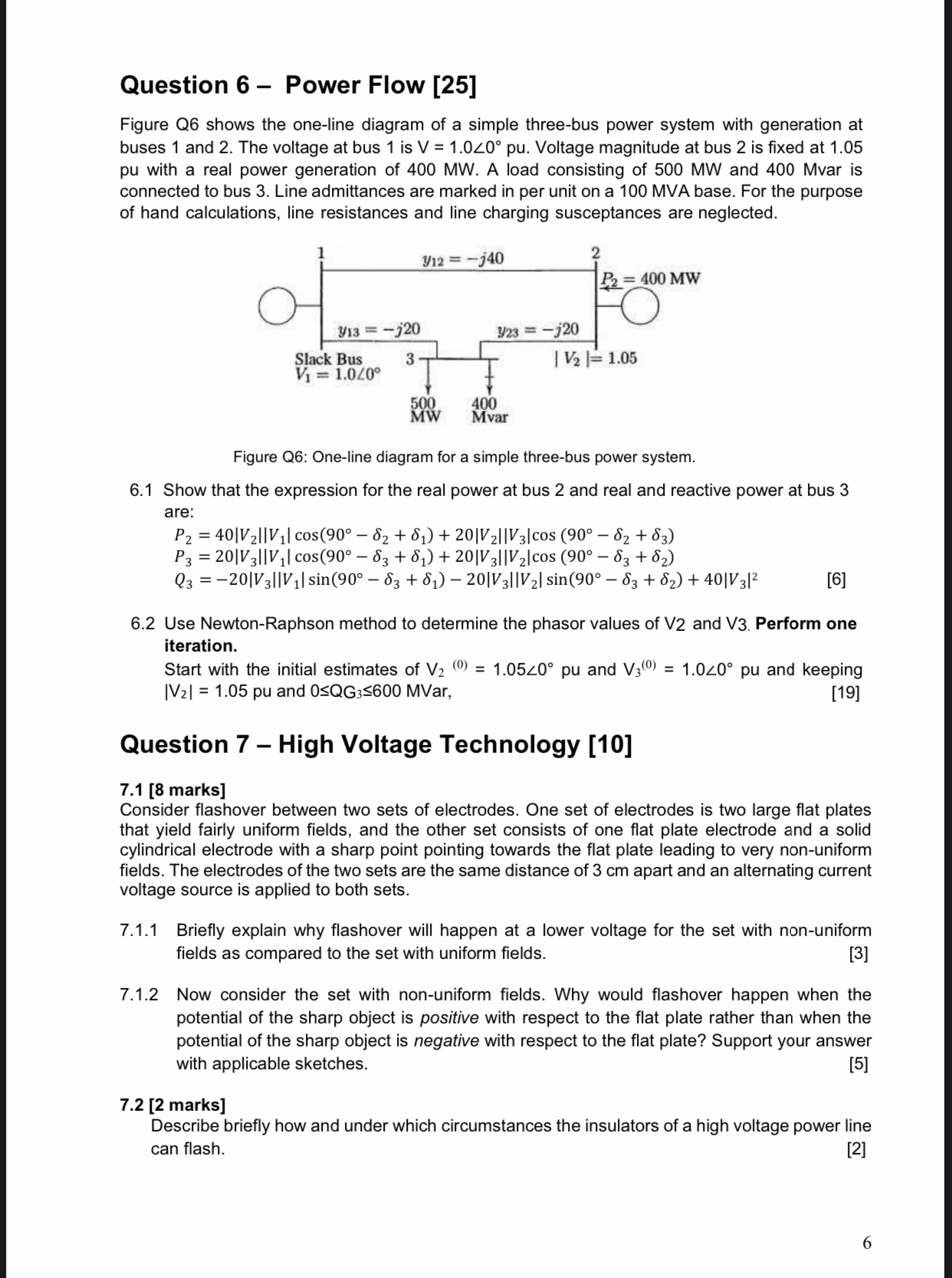 [Solved]: Question 6 - Power Flow [25] Figure Q6 shows the