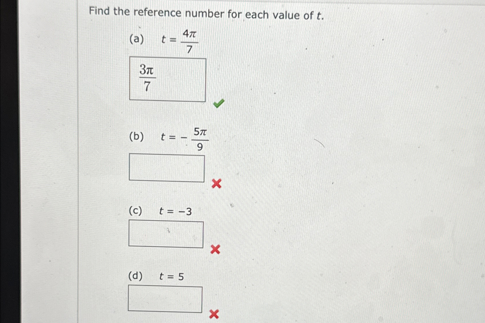 Solved Find the reference number for each value of | Chegg.com