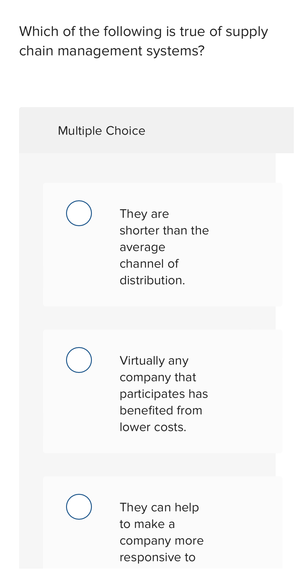 Solved Which of the following is true of supply chain | Chegg.com