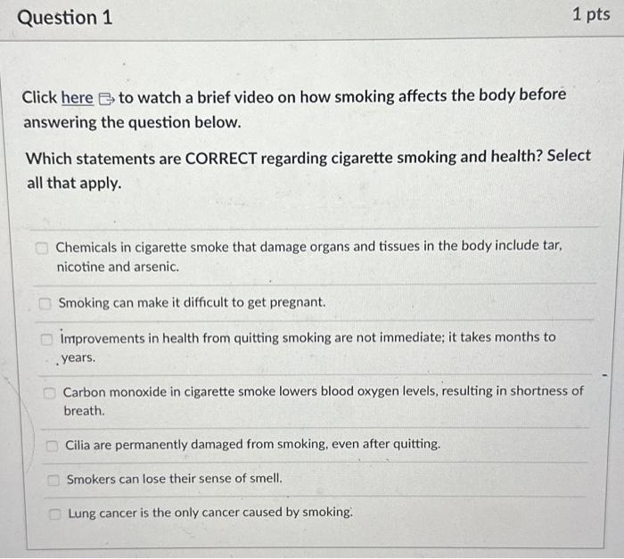 Solved Click here Θ to watch a brief video on how smoking | Chegg.com