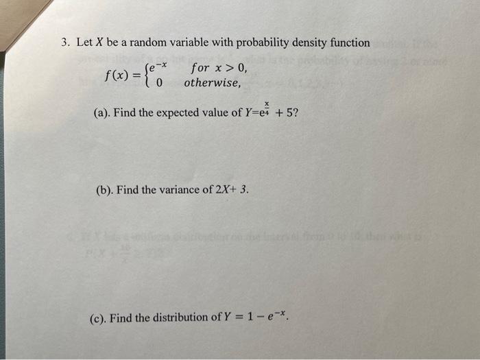 Solved 3. Let X be a random variable with probability | Chegg.com