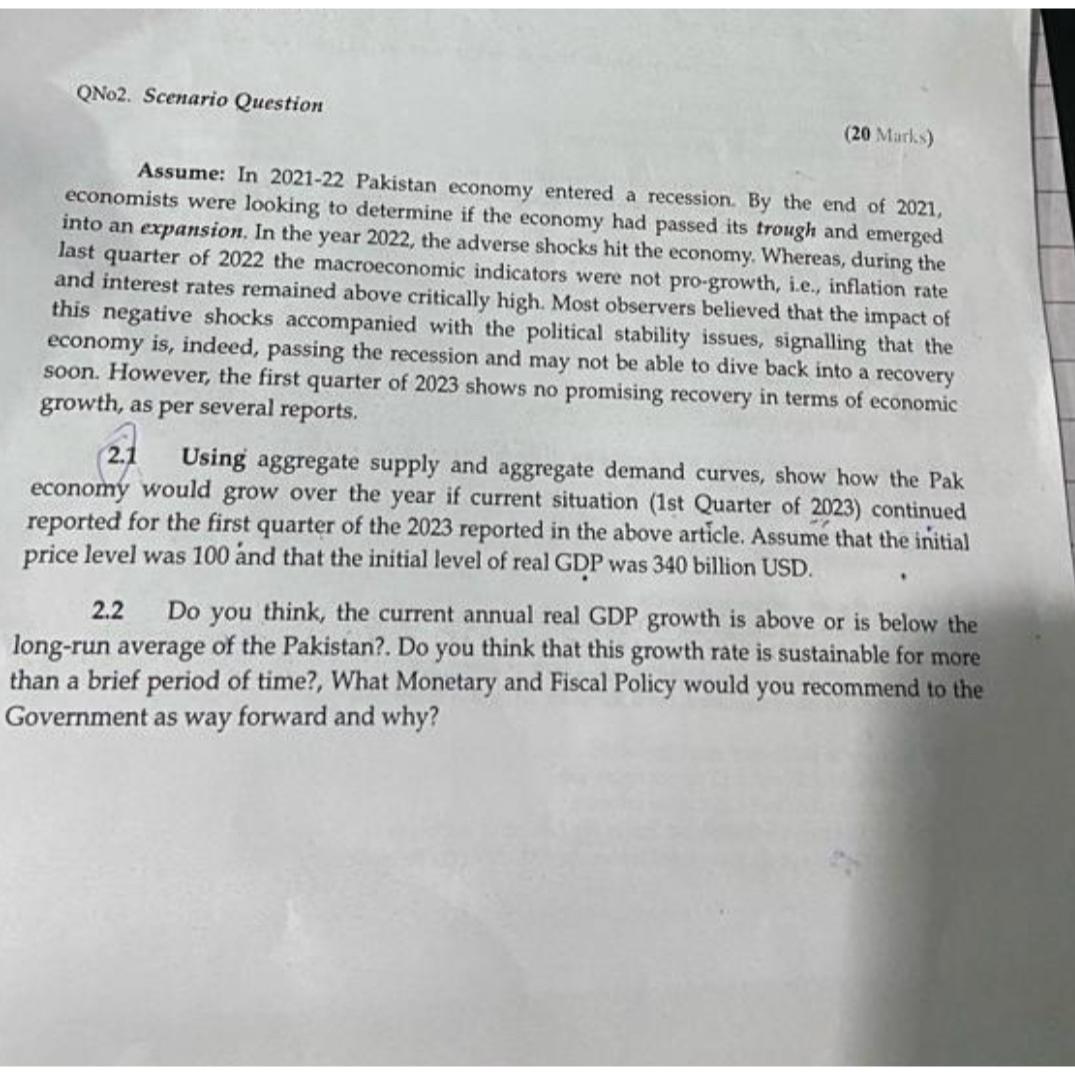 Solved QNo2. ﻿Scenario Question(20 ﻿Marks)Assume: In 2021-22 | Chegg.com