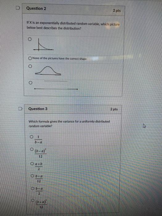 Solved D Question 2 2 pts If X is an exponentially | Chegg.com