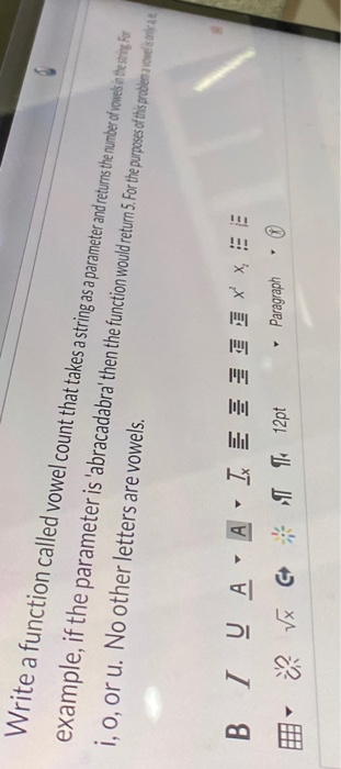 Solved W rite a function called vowel count that takes a | Chegg.com