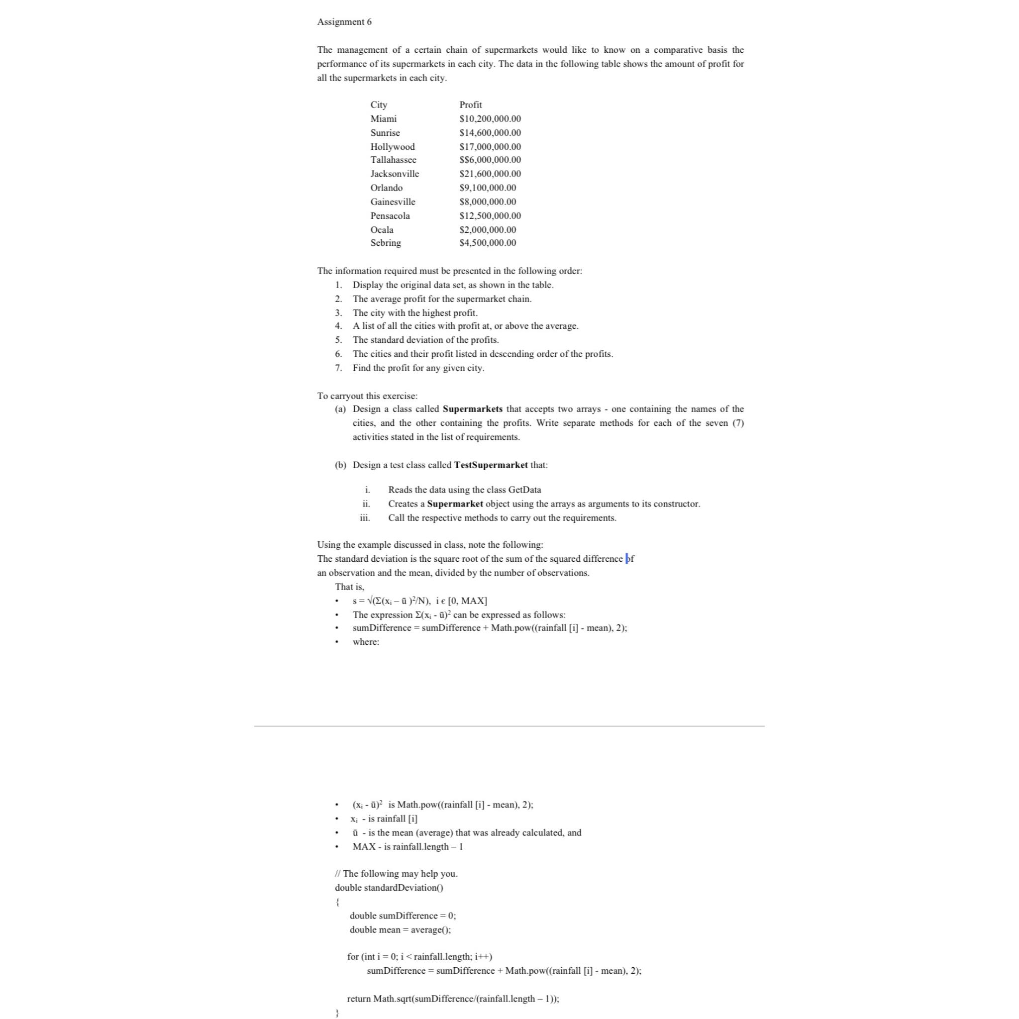 Solved what would the answer look like in java Assignment | Chegg.com