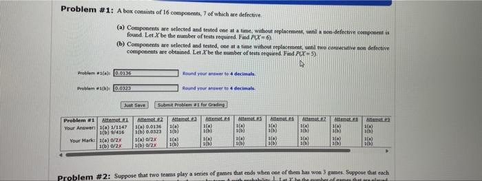 Solved Problem \#1: A box consists of 16 components, 7 of | Chegg.com