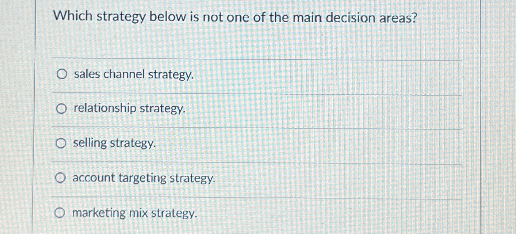 Solved Which strategy below is not one of the main decision | Chegg.com
