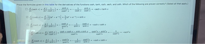 Solved Prove the formulas given in this table for the | Chegg.com