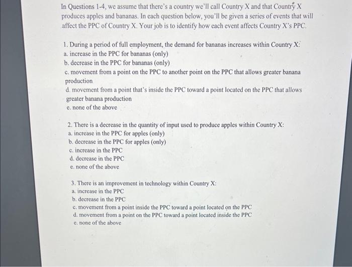 Solved In Questions 1-4, we assume that there's a country | Chegg.com Solved In Questions 1-4, we assume that there's a country | Chegg.com