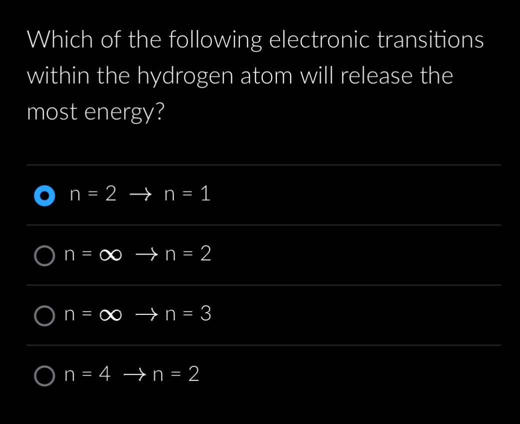 Solved Which of the following electronic transitions within | Chegg.com