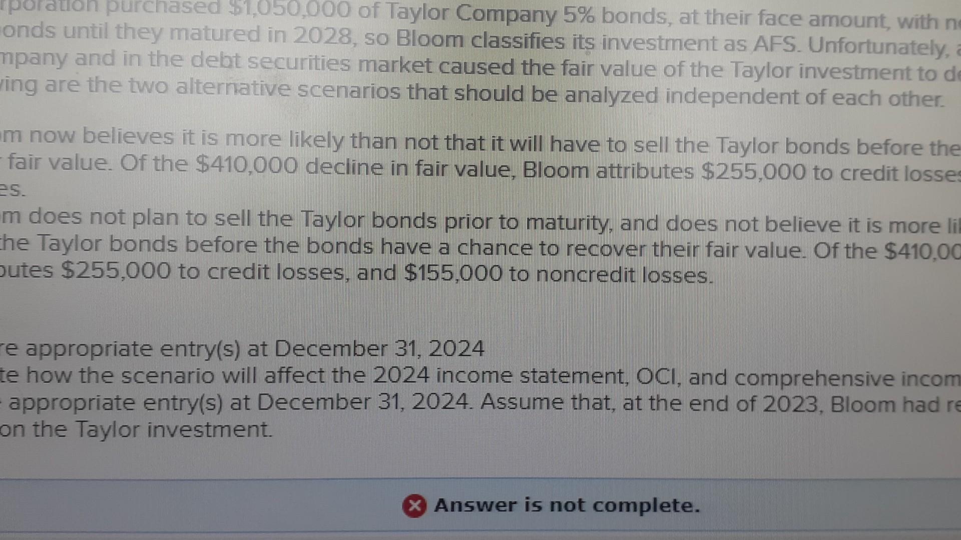 por duron purchased $1,050,000 of Taylor Company 5% | Chegg.com