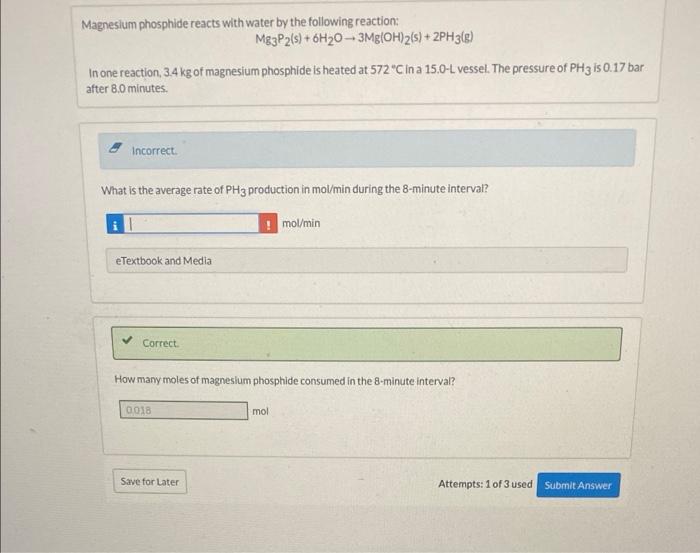 Solved Magnesium phosphide reacts with water by the | Chegg.com