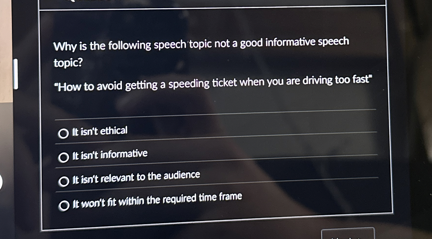 Solved Why is the following speech topic not a good | Chegg.com