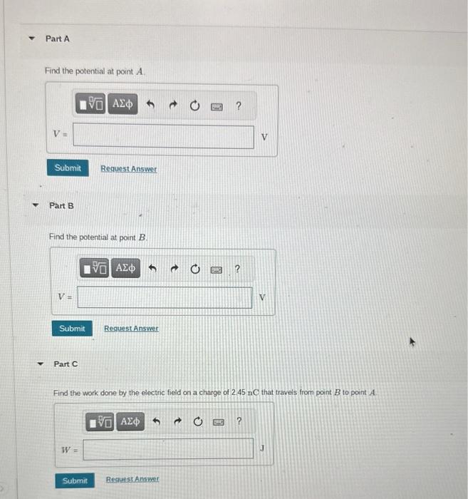 Solved Find the potential at point A Part B Find the | Chegg.com