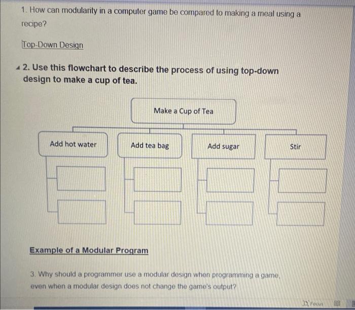 Solved 1. How can modularity in a computer game be compared | Chegg.com