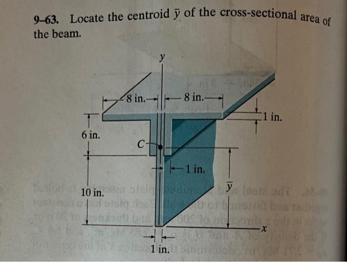 Solved 9-63. Locate the centroid y of the cross-sectional | Chegg.com