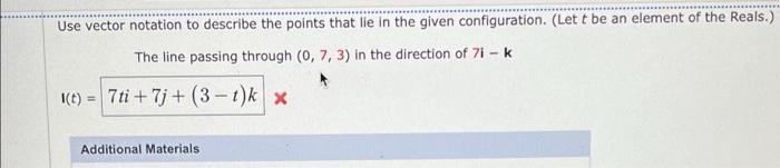 Solved Use vector notation to describe the points that lie | Chegg.com