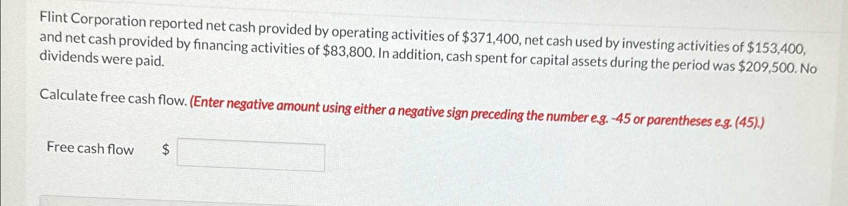 Solved Flint Corporation reported net cash provided by | Chegg.com