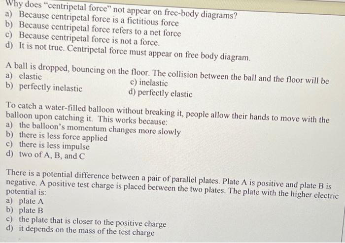 Solved Why does "centripetal force" not appear on free-body | Chegg.com