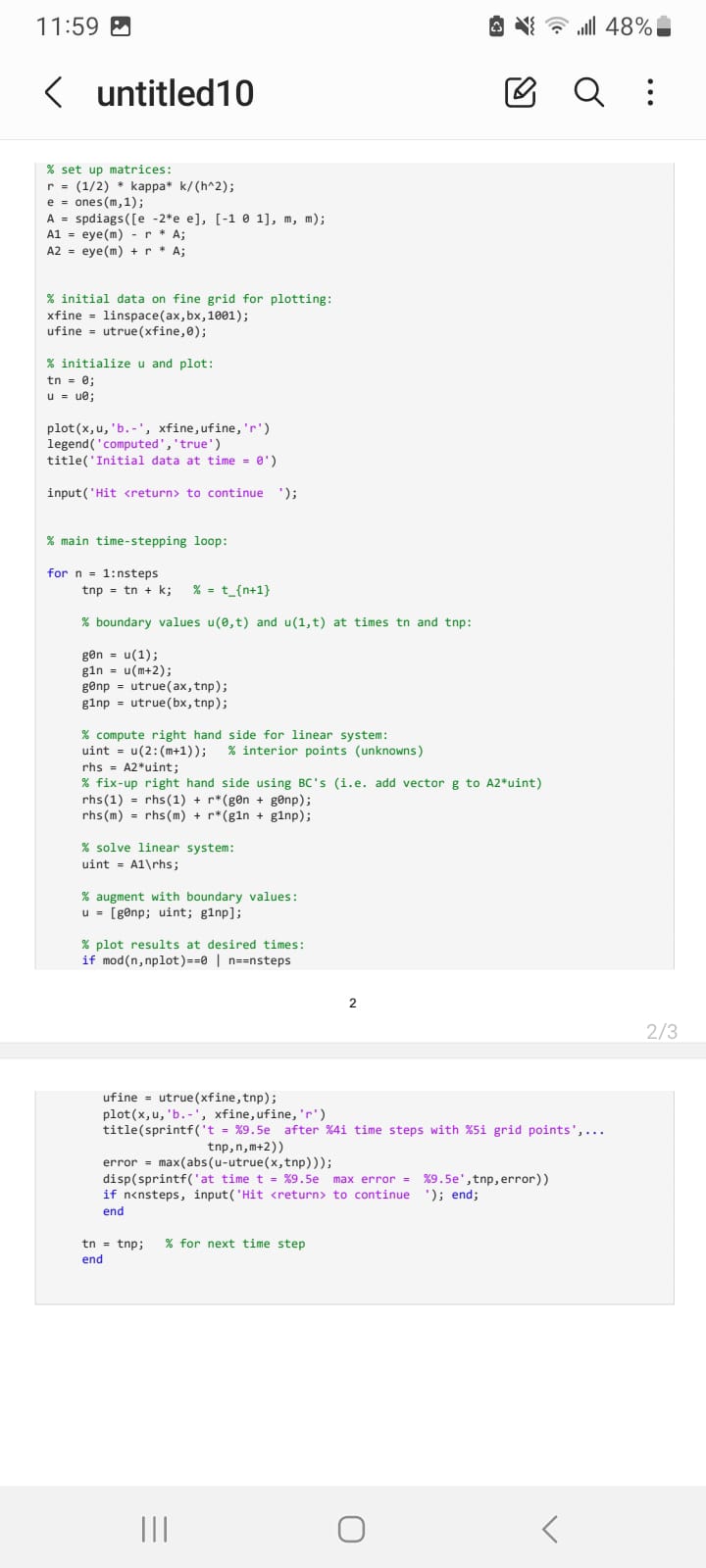 Solved Modify heat_CN.m to a new m-file | Chegg.com