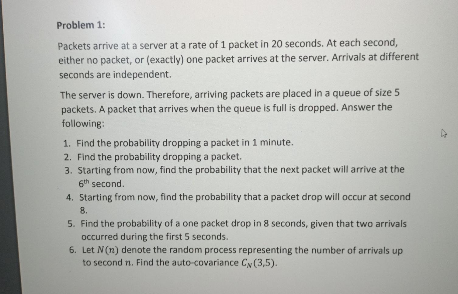 Solved Problem 1: Packets arrive at a server at a rate of 1 | Chegg.com