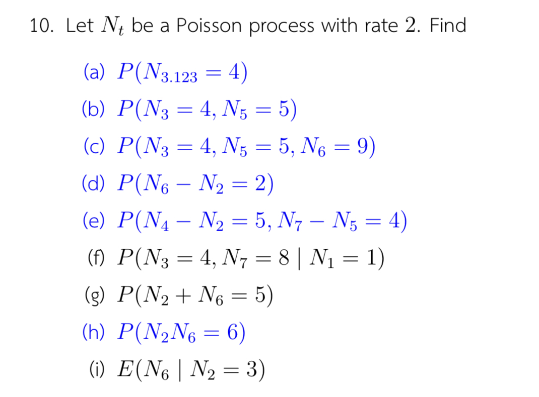 Solved Let Nt ﻿be a Poisson process with rate 2 . | Chegg.com