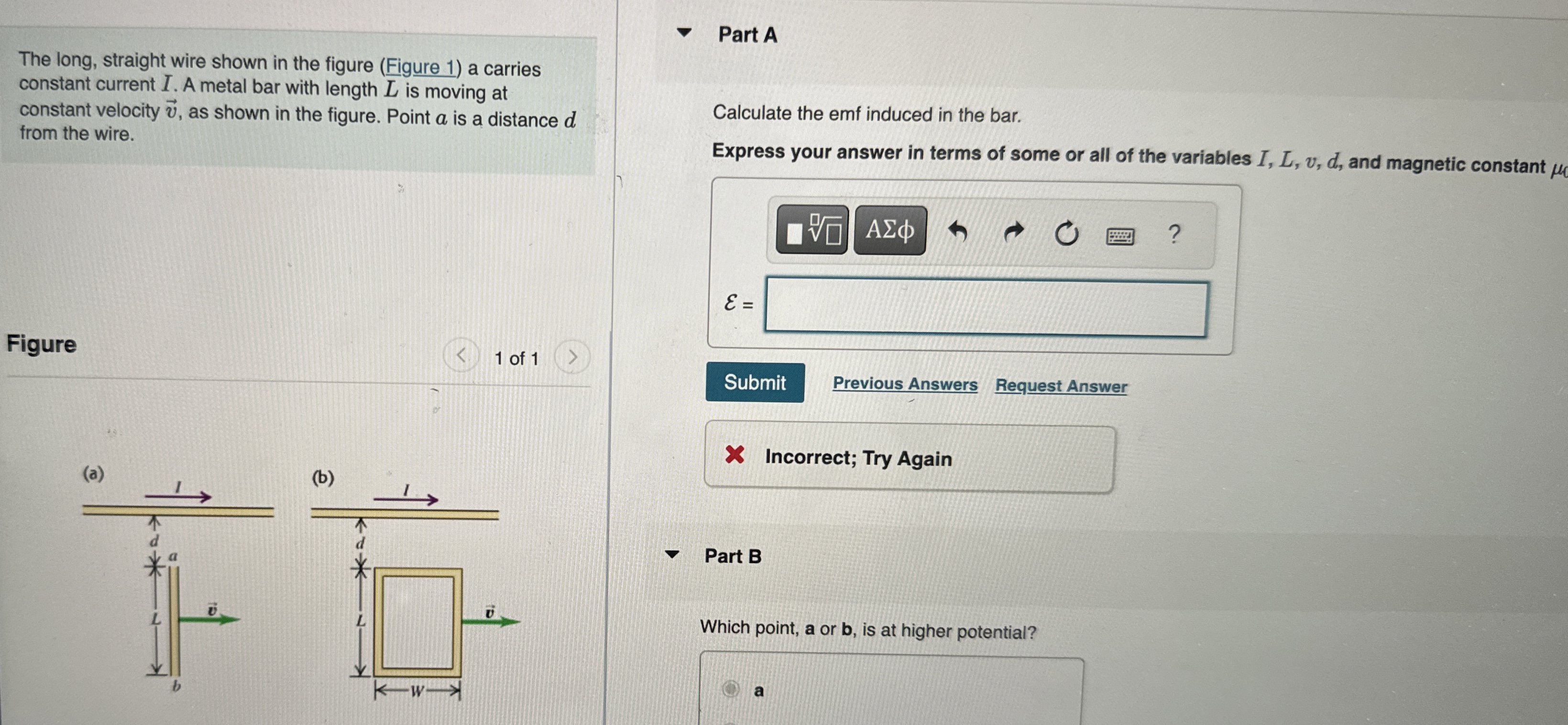 Solved The long, straight wire shown in the figure (Figure | Chegg.com