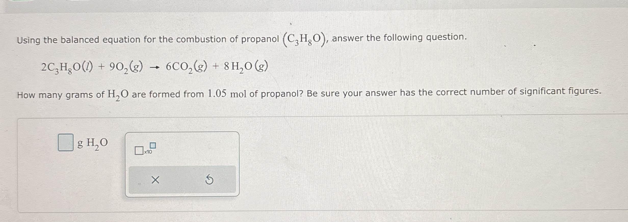 Solved Using the balanced equation for the combustion of | Chegg.com