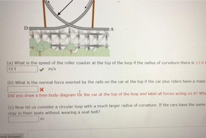 Solved D A (a) What is the speed of the roller coaster at | Chegg.com