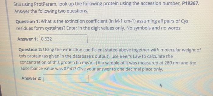 Solved Still using ProtParam, look up the following protein | Chegg.com