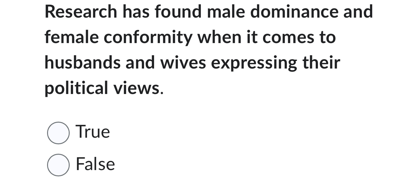 Solved Research has found male dominance and female | Chegg.com