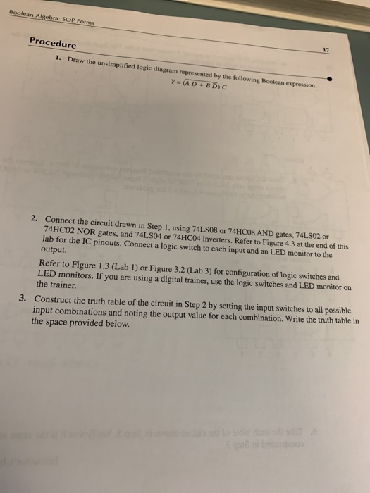 Solved Boolean Algebra: SOP Forms Procedure 1. Draw the | Chegg.com