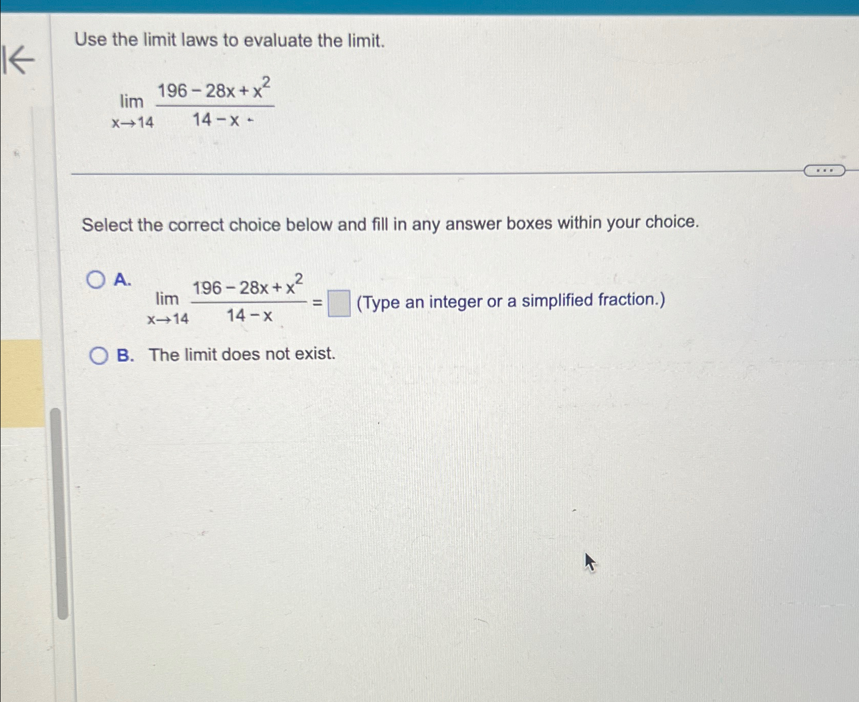 Solved Use the limit laws to evaluate the | Chegg.com