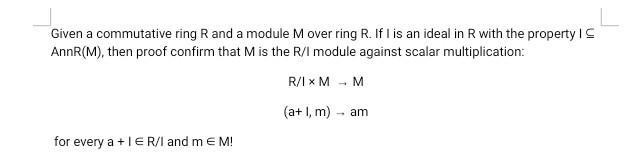 Solved Given a commutative ring R and a module M over ring | Chegg.com