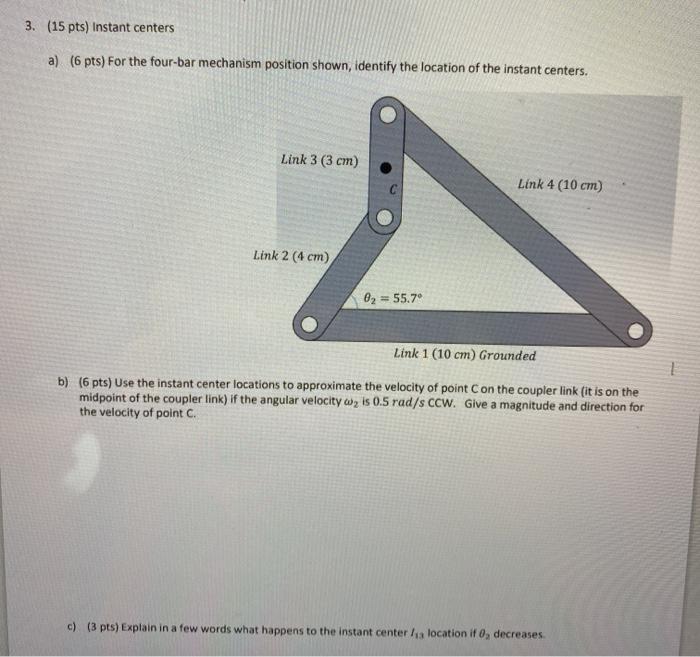 Solved 3. (15 pts) Instant centers a) (6 pts) For the | Chegg.com
