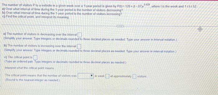 Solved The number of visitors P to a website in a given week | Chegg.com