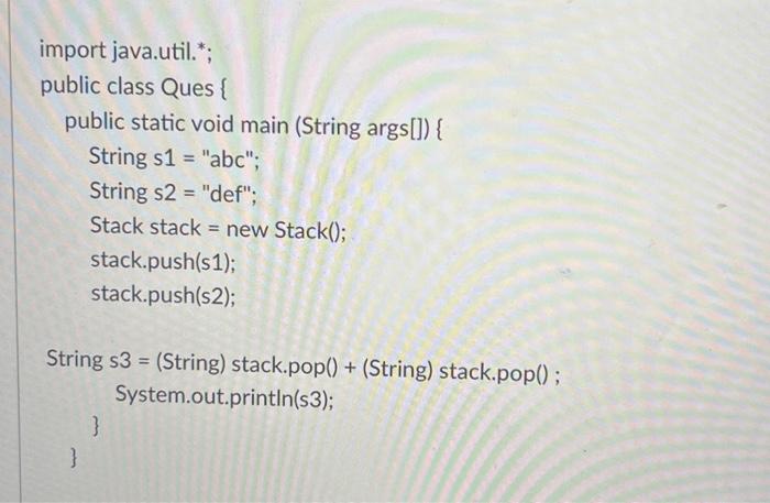 Solved import java.util.*; public class Ques \{ public | Chegg.com
