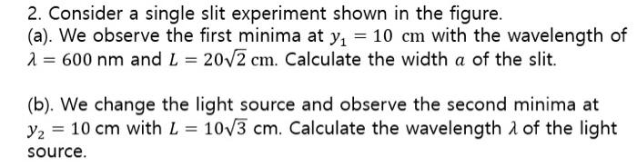 Solved 2. Consider a single slit experiment shown in the | Chegg.com