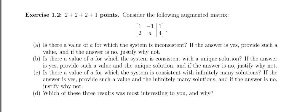 Solved Exercise 1.2: 2+2+2+1 points. Consider the following | Chegg.com