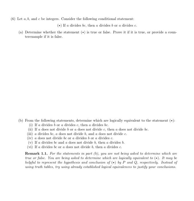 Solved (6) Let a, b, and c be integers. Consider the | Chegg.com
