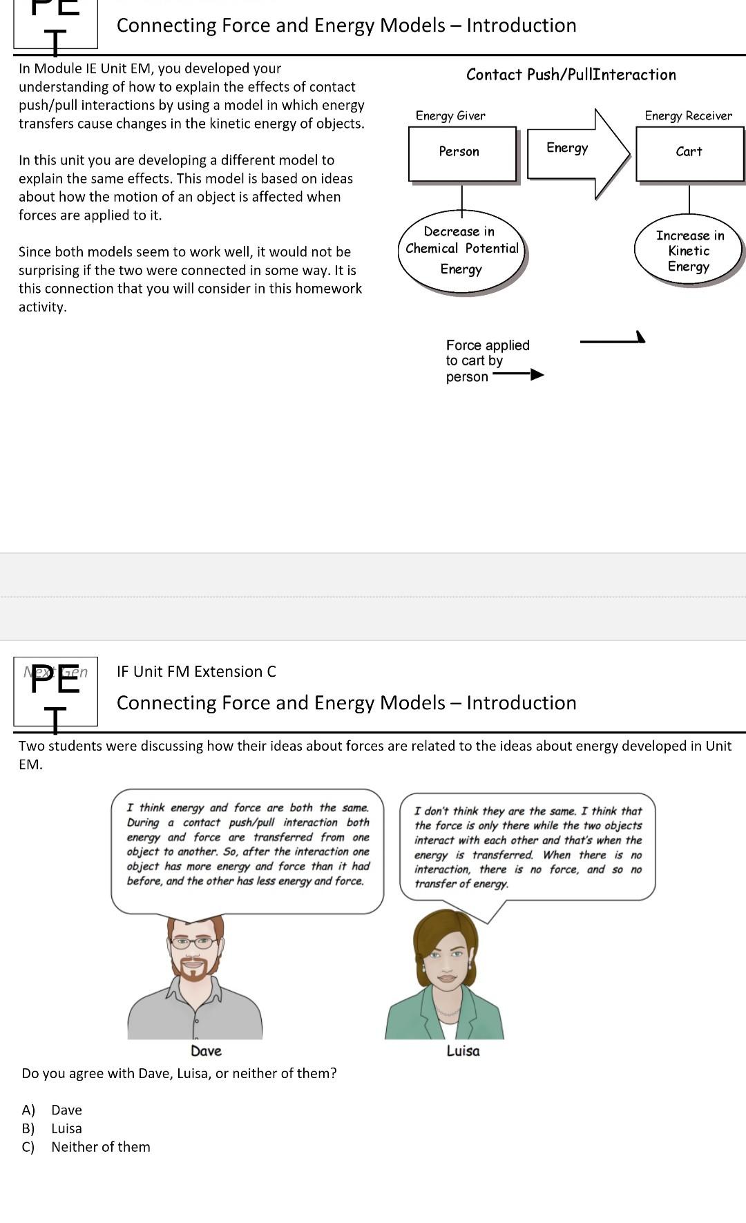 Solved Connecting Force and Energy Models - Introduction In | Chegg.com