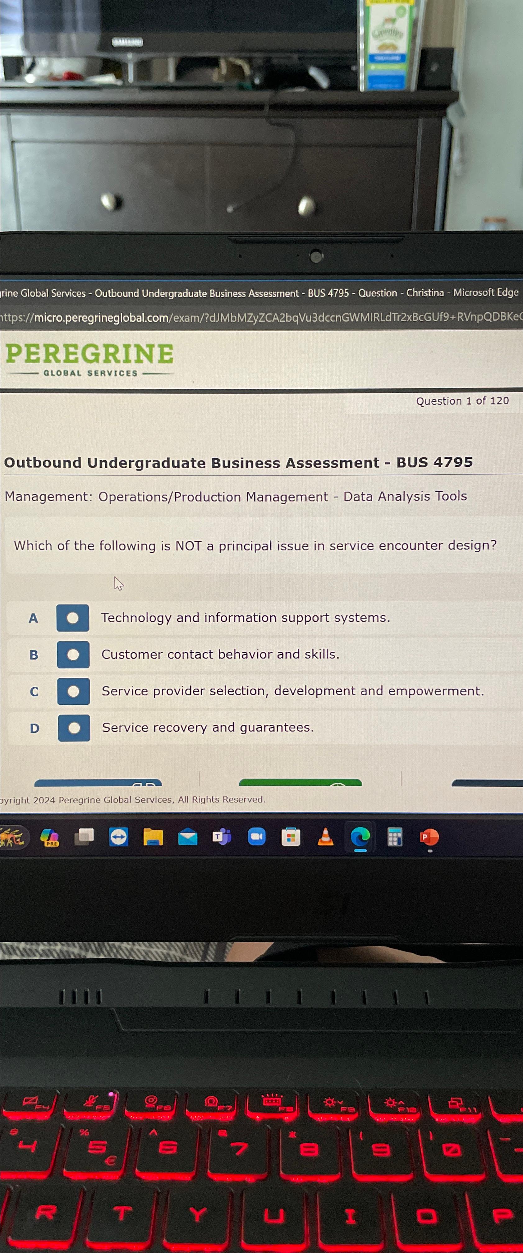Solved PEREGRINEGLOBAL SERVICESQuestion 1 ﻿of 120Outbound | Chegg.com