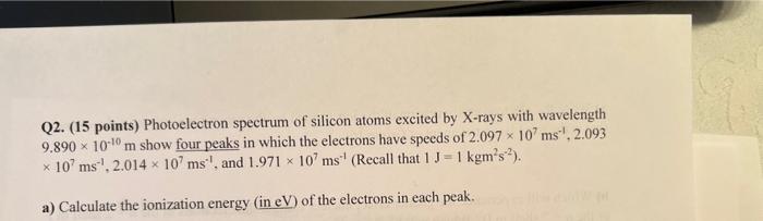 Solved Q2. (15 points) Photoelectron spectrum of silicon | Chegg.com