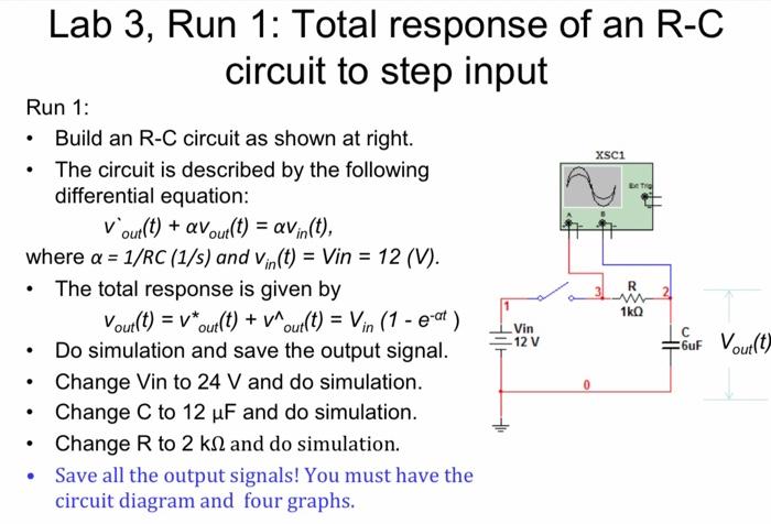 Lab 3, Run 2: Total response of an R−L circuit to | Chegg.com