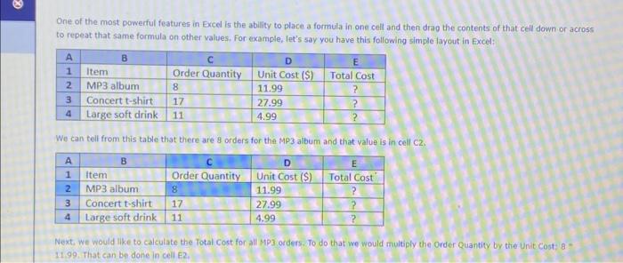 Solved A Microsott Excel spreadsheet is laid out in a grid | Chegg.com