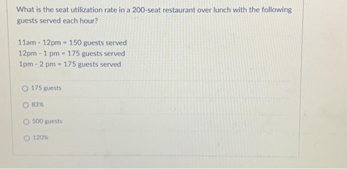 Solved What is the seat utilization rate in a 200-seat | Chegg.com